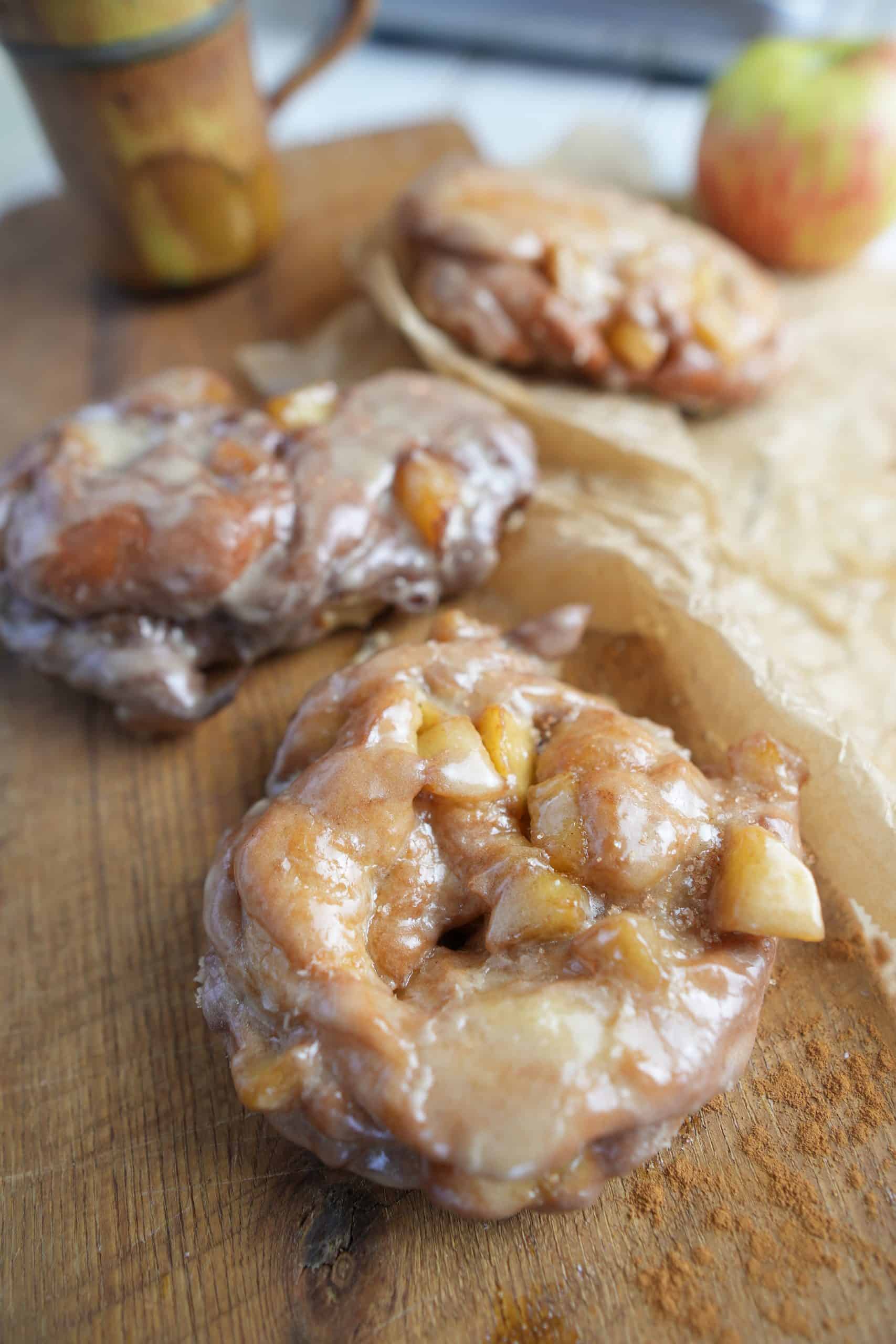 Vegan Apple Fritters with Apple Cider Glaze - Cinnamon Snail
