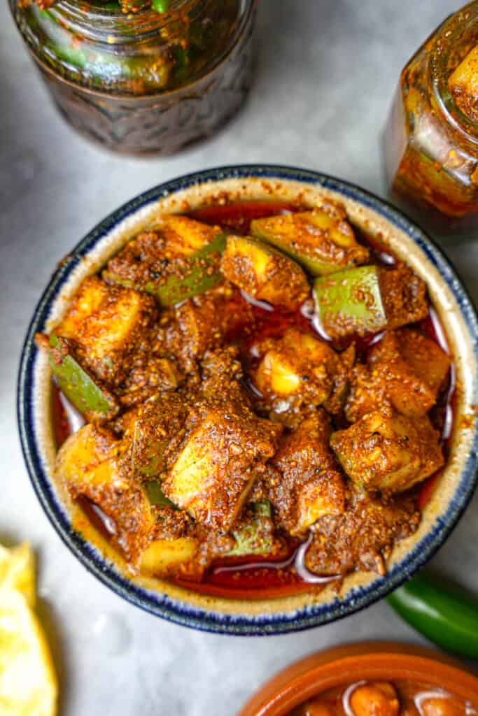 Vegan Mango Pickle Avakaya Pachadi (Andhra Mango Pickles)