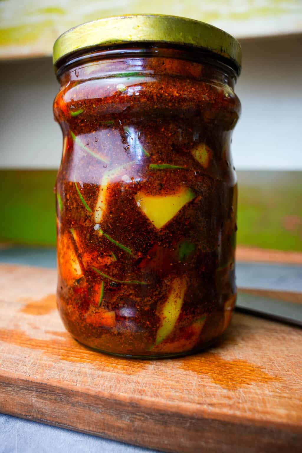 Vegan Mango Pickle Avakaya Pachadi (Andhra Mango Pickles)