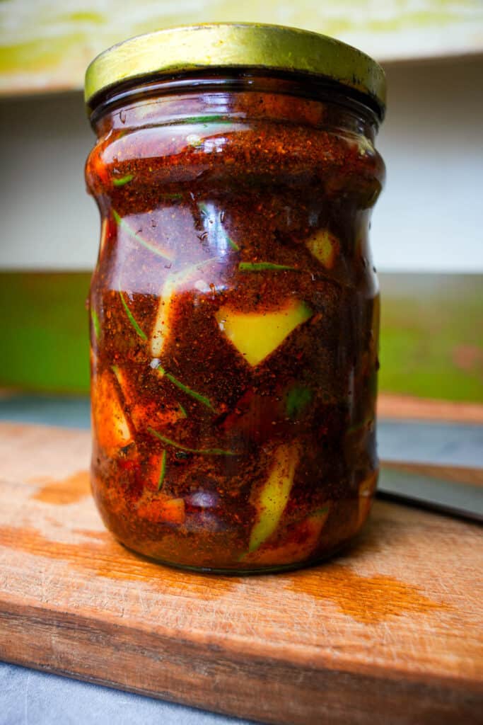 Vegan Mango Pickle Avakaya Pachadi (Andhra Mango Pickles)
