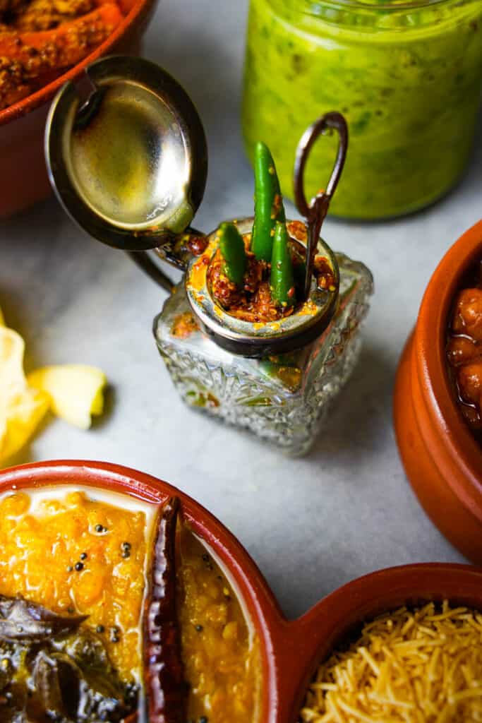 Hari mirch ka achar (Indian Green Chili Pickle)