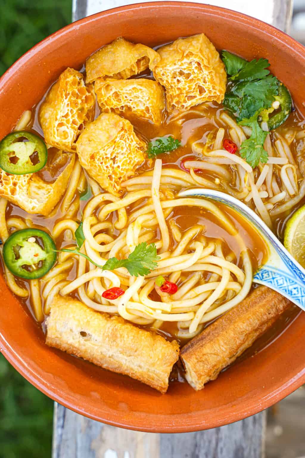 Vegetarian Mee Rebus Recipe (Malaysian Noodles in Sweet Potato Curry)