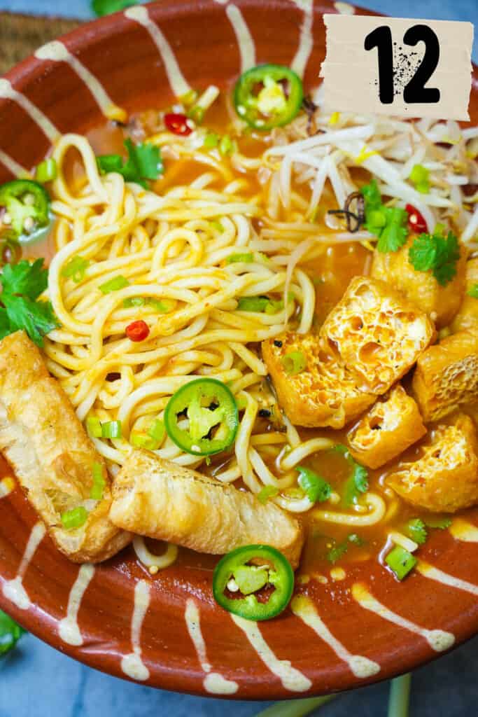 Vegetarian Mee Rebus Recipe (Malaysian Noodles in Sweet Potato Curry)