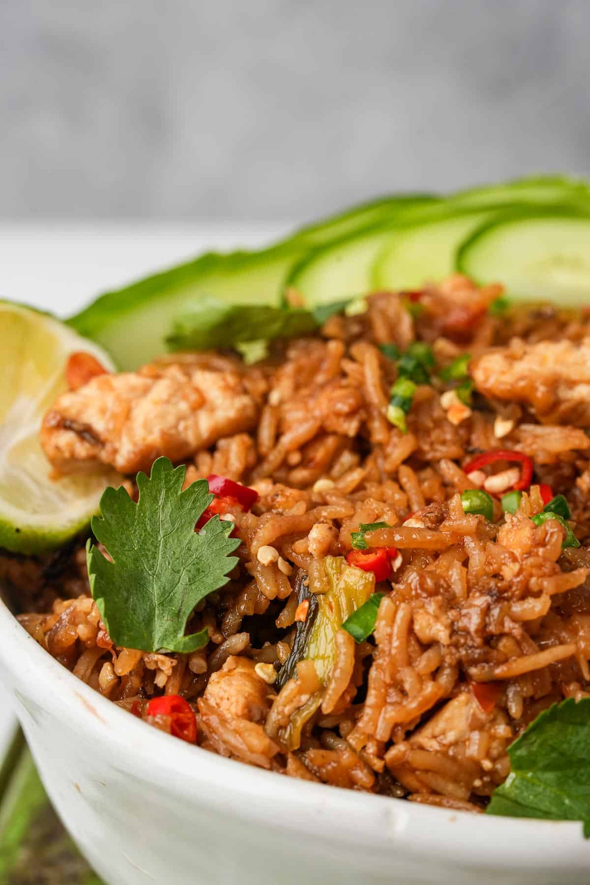 Tom Yum Fried Rice with beancurd and oyster mushrooms