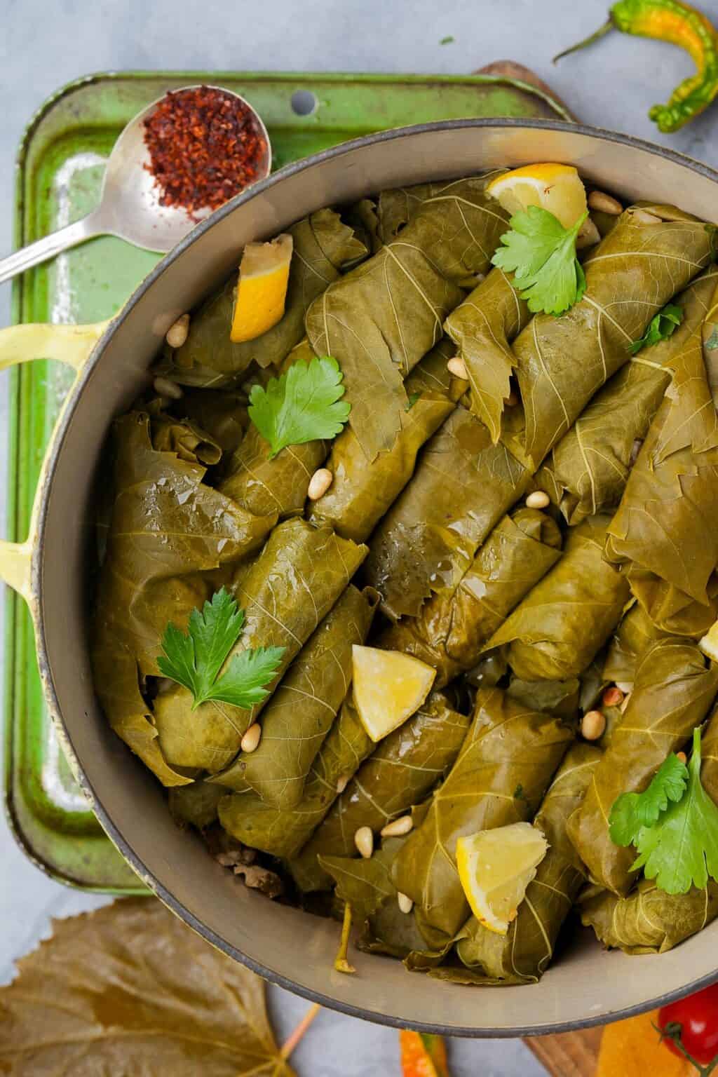 Yaprak Sarma (Vegetarian Turkish Stuffed Grape Leaves)