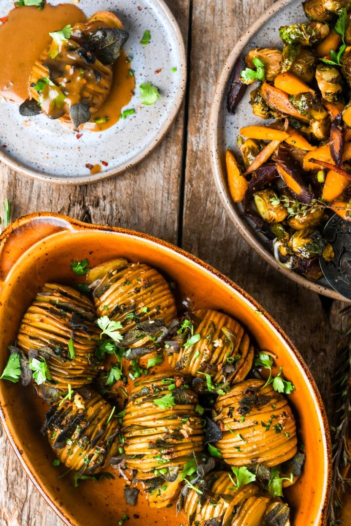 Hasselback Potatoes Recipe with Garlic and Sage